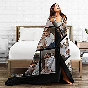 Custom Blankets, Personalized Picture Blanket With Photos Text ,Customized Throw Blanket Gift For Mother Father Friends Birthday Christmas Halloween Fathers Mothers Valentines Day GiftPHOTO 07