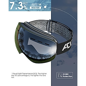 ACURE Ski Goggles, OTG - Over Glasses Snow Snowboard Goggles, Anti Fog, 100% UV400 Protection for Men Women Kids