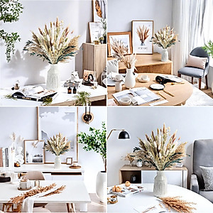 126pcs Dried Pampas Grass Decorations, Dried Flowers, Dried Bouquet in Vase, Reed Grass Bouquet for Bohemian Floral Home Wedding, Table Centerpieces, Rustic Farmhouse Decor. (Vase Not Included)
