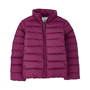The Children's Place Girls' Medium Weight Puffer Jacket, Wind, Water-Resistant, Purple Rose, Large (10/12)