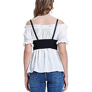 KANCY KOLE Womens Faux Leather Steampunk Sexy Underbust Waist Belt Corset(M,Black)