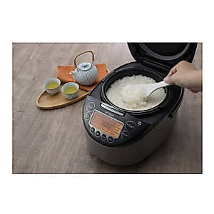 Tiger Corporation JKT-D18U 10-Cup Capacity Induction Heating Electric Rice Cooker with 12 Menu Setting, 24-Hour Keep Warm Setting, Spatula and Measuring Cup (Black and Stainless Steel)