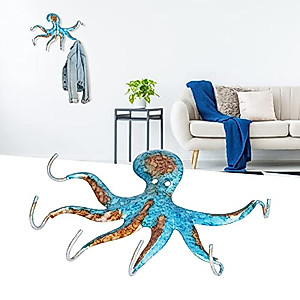 Octopus Key Holder, Unique Shape Iron Octopus Hook,Metal Hooks Wall Mounted Iron Octopus Hook,Space Saving Metal Hooks for Bedroom Bathroom Kitchen, Octopus Key Holder, Unique Shape Iron Octopus