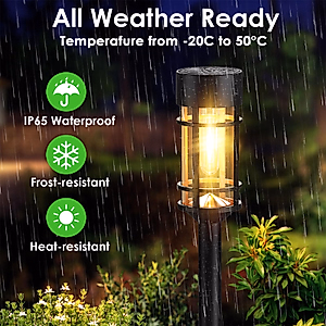 Mancra 8 Pack Solar Pathway Lights Outdoor, LED Solar Garden Lights Glass Stainless Steel Solar Landscape Lights Up to 12 Hrs Outdoor Solar Lights for Lawn Yard Walkway Driveway