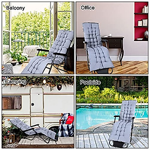 Bucherry 2 Pcs 67 x 19 Inch Chaise Lounge Cushions Soft Lounge Chair Cushion Rocking Chair Cushion Sofa Lawn Furniture Cushion Pad with 6 Tie for Outdoor Indoor Patio Home Without Headrest (Grey)