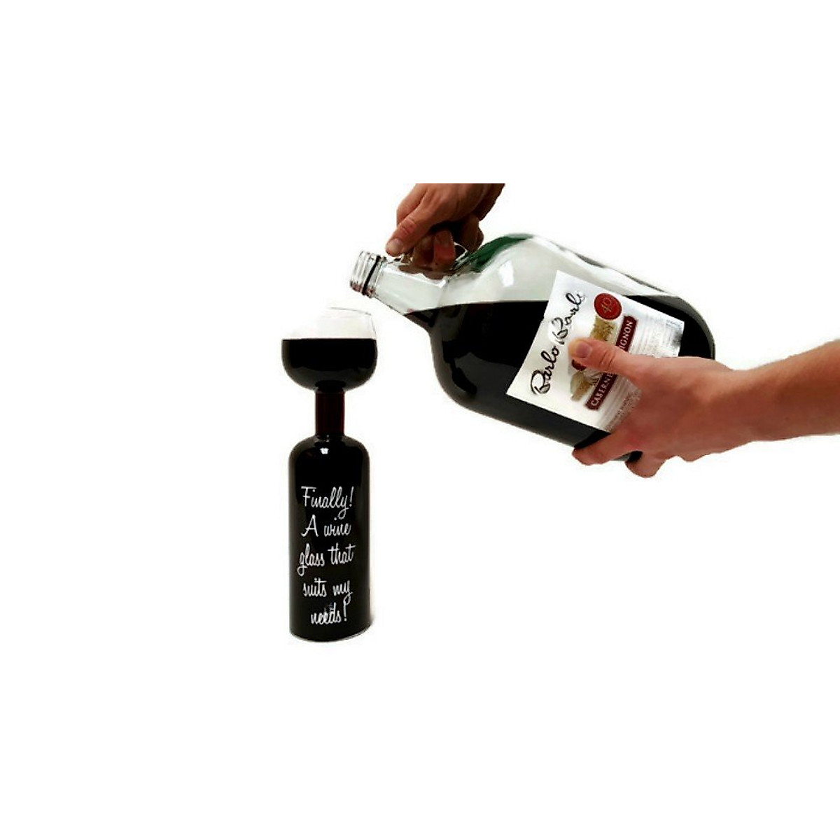 Zhouchou It's Wine O'Clock - Wine Bottle Shaped Glass Novelty Gift - Fits a Whole 750ml Bottle of Wine!!!! (1)