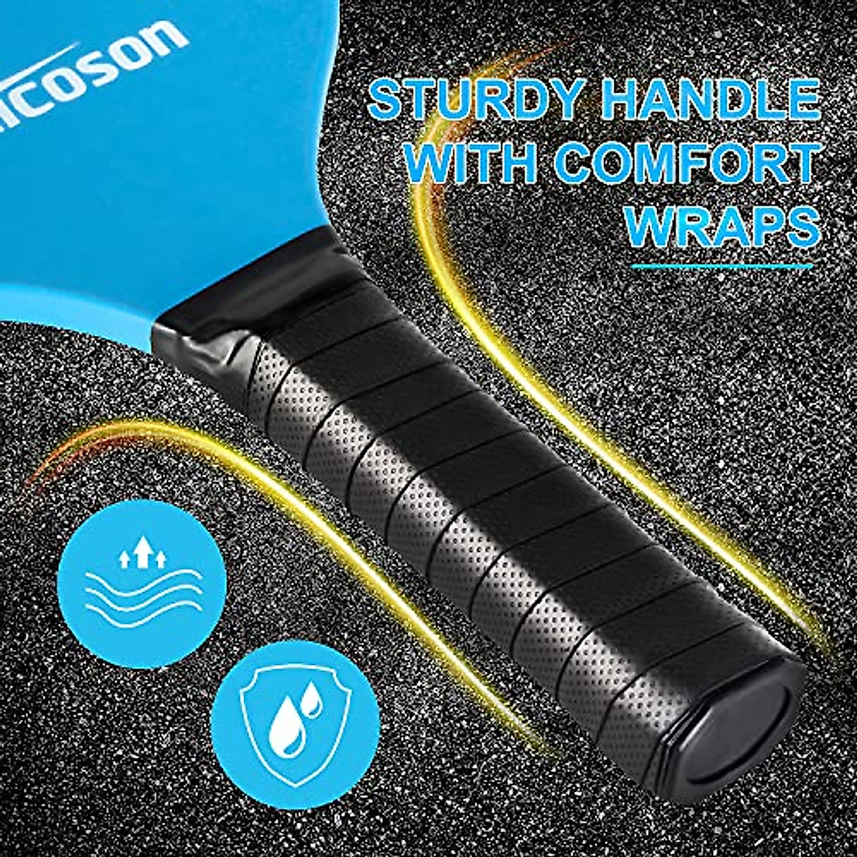 Amicoson Pickleball Paddles - Pickleball Set of 4 Paddles, Indoor & Outdoor Pickleball Balls, Pickleball Paddle Set of 4 Wood Pickleball Racket Ergonomic Cushion Grip, 8 Pickleball Balls & 1 Carry Bag