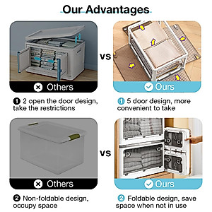Large Closet Organizers and Storage Bins, 138 Qt Clothes Organizer, Stackable Clear Plastic Storage Bins with Wheels, Dorm Room and Home Essentials for Clothes Storage, Toy Storage, 2 Pcs（Each 69 Qt）