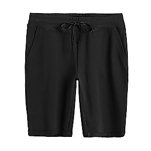 Weintee Women's Cotton Bermuda Shorts with Pockets L Black