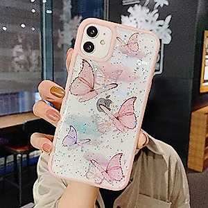 iPhone 11 Case Glitter Butterfly Sparkle Case for Women Girls,Cute Slim Soft Silicone Gel Bling Phone Case Cover Compatible for Apple iPhone 11 6.1"