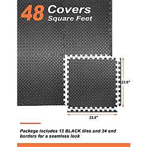 innhom 12 Tiles, 46 SQ. FT Gym Mat Exercise Mat Puzzle Foam Mats Gym Flooring Mat Interlocking Foam Mats with EVA Foam Floor Tiles for Gym Equipment Workout Mat, Black