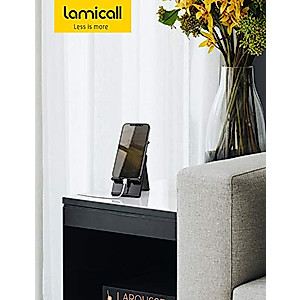 Lamicall Adjustable Cell Phone Stand - Foldable Portable Holder Cradle for Desk, Desktop Charging Dock Compatible with Phone 12 Mini 11 Pro XS Max XR X 8 7 6S Plus Galaxy S10 S9 S8 Smartphones Black