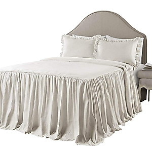 Lush Decor Lush Décor Ticking Stripe Bedspread Wheat Vintage Chic Farmhouse Style Lightweight 3 Piece Set Full,