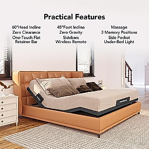 FLEXISPOT S6 Adjustable Bed Frame Base Queen, Quick Assembly, Massage, Zero Clearance, Whisper Quiet Durable Motor, Zero Gravity, Mattress Holder, Anti-Snore, Wireless, Best Gift for Family