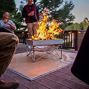 Pop-Up Fire Pit + Heat Shield + Extra Fire Mesh | Portable and Lightweight | Fullsize 24 Inch | Weighs 8lbs. | Never Rust Fire Pit | Heat Shield Included for Leave No Trace Fires