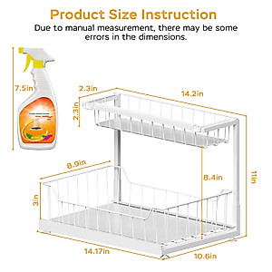 Suppino Under Kitchen Sink Organizer, Metal Sliding Under Cabinet Storage, 2 Tier Under Sink Storage for Kitchen, Bathroom