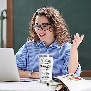 Teacher Appreciation Gifts,Best Teacher Gifts for Women,Teacher Retirement Graduation Gifts with 20 OZ Wine Tumbler,Unique Makeup Bag Gifts for Teachers,Thank You,Birthday,Christmas Gifts