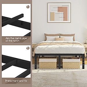 Yaheetech 16 Inch Full Bed Frames Heavy Duty Metal Platform Bed with Under Bed Storage, No Box Spring Needed, Easy Assembly, Sturdy Steel Slat Support, Black