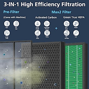 300 Replacement Filter for Coway AIRMEGA Max2 300/300S Combined True HEPA with Activated Carbon 2-in-1 Filter, AP-1515-FP