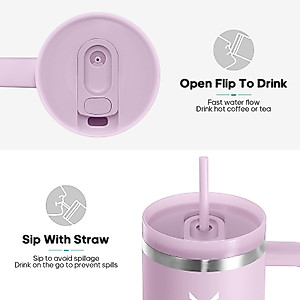 Gedux 40oz Tumbler With Handle, 2-IN-1 Leak Proof Lid (Straw/Flip), Insulated Water Bottle, Stainless Steel Tumbler with Non-Slip Silicone, Wide Mouth Travel Mug Cupholder Friendly Dishwasher Safe