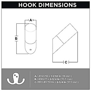 Franklin Brass B41615-BCZ-B 2-1/4" Modern Slant Hook in Black and Champagne Bronze (5 Pack)