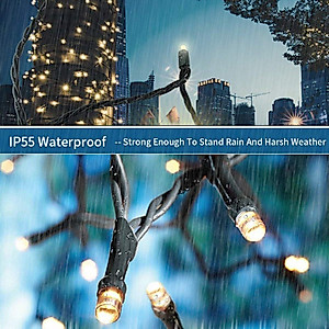 OUTYLTS Christmas String Lights End-to-End Plug 8 Modes 108FT 300 LED IP55 Outdoor Waterproof UL Certificated Indoor Fairy Lights Garden Patio Wedding Christma Trees Parties Decoration Warm White