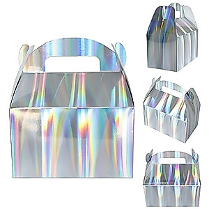 Rainbow 24pcs Gift Gable Treat Boxes Candy Goodie Bags Party Favor for Kids Birthday Supply Decoration