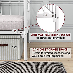 Lierpit Twin Size Victorian Style Daybed Frame with Headboard, Multifunctional Metal Platform Bed Sofa for Guest Living Room (Black)