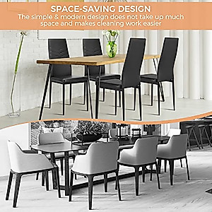 ERGOMASTER Dining Chairs Set of 4 Black PVC Dining Room Chairs Modern Soft Leather Padded Living Room Side Chairs with Sturdy Metal Legs & Non-Slip Feet Pads
