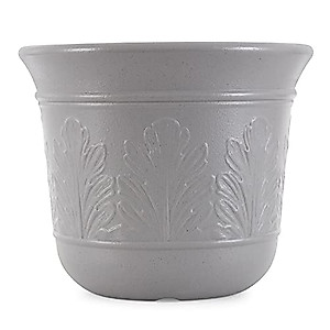 Suncast CPLHPL100 300 Foot Heavy Duty 5 Gallon Decorative Resin Garden Hose Pot for Expandable and Lightweight Hoses, Gray