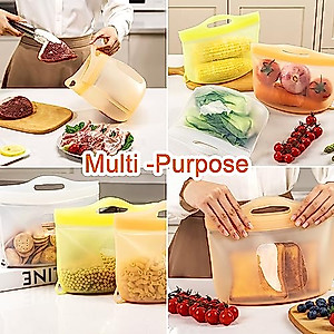 Reusable Silicone Storage Bags, BPA Free 3 PCS Food Storage Bags, Leakproof Gallon Freezer Bags for Sandwich, Snack, Travel Items, Silicone Food Pouch, Suitable for Microwave, Oven, Fridge, Dishwasher