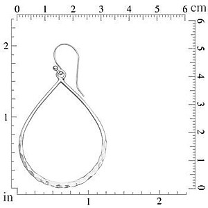 MIMI 925 Sterling Silver Hammered Open Teardrop Hoop Earrings