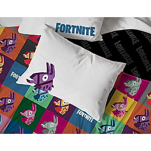Jay Franco Fortnite Llama Warhol 5 Piece Full Bed Set - Includes Reversible Comforter & Sheet Set Bedding - Super Soft Fade Resistant Microfiber (Official Fortnite Product)