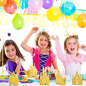 Chrisfall 24 Pieces Princess Castle Boxes Princess Castle Candy Boxes Princess Castle Party Decorations Glitter Princess Castle Birthday Favor Boxes for Wedding Birthday Party Supplies