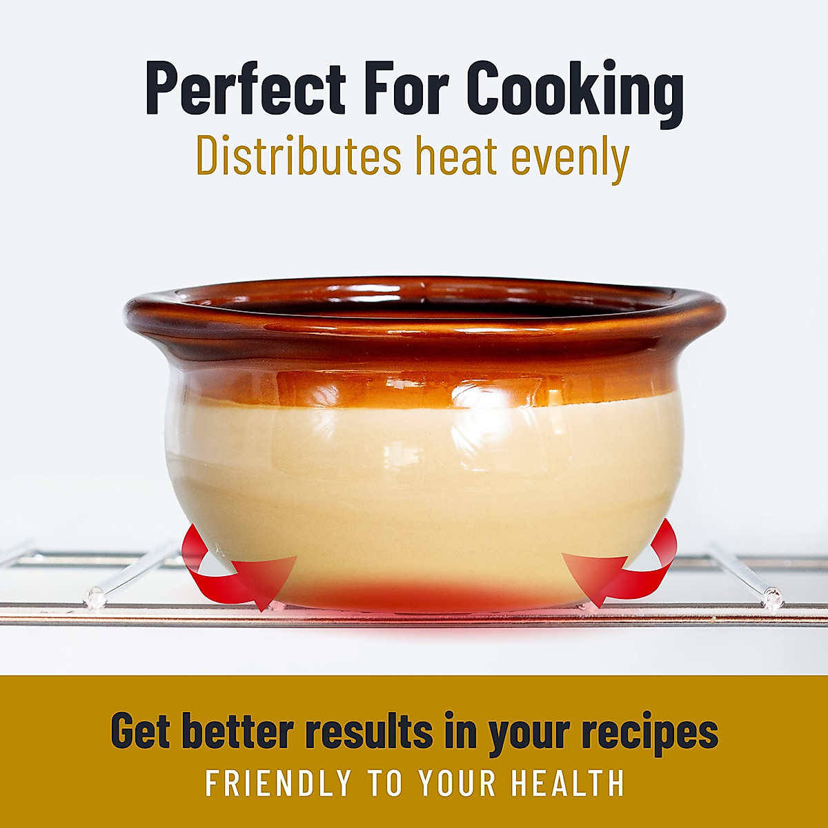 Furmaware French Onion Crock Soup Bowls, French Onion Soup Bowls, French Onion Soup Crocks Oven Safe, French Onion Soup Bowls Oven Safe, Set of 4, 12 ounces - 4 ½” x 2 ½”