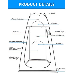 anngrowy Shower Tent Pop Up Privacy Tent Portable Outdoor Camping Bathroom Toilet Tent Changing Dressing Room Privacy Shelters Room for Hiking and Beach Sun Shelter Picnic Fishing–Waterproof 2 Colors