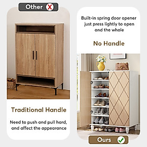 Tribesigns 2-Door Shoe Storage Cabinet with Solid Wood Legs,Wooden Shoes Organizer Cabinets with Adjustable Shelves,Large Capacity Storage Cabinet for Entryway