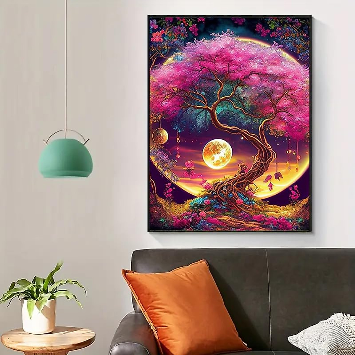 JFYHAB Moon Tree Diamond Painting Kits,Diamond Art Painting Kits for Adults,Full Round Drill Diamond Art Paint by Numbers Tree of Life Diamonds Gem Art Drill Home Decoration 12 * 16