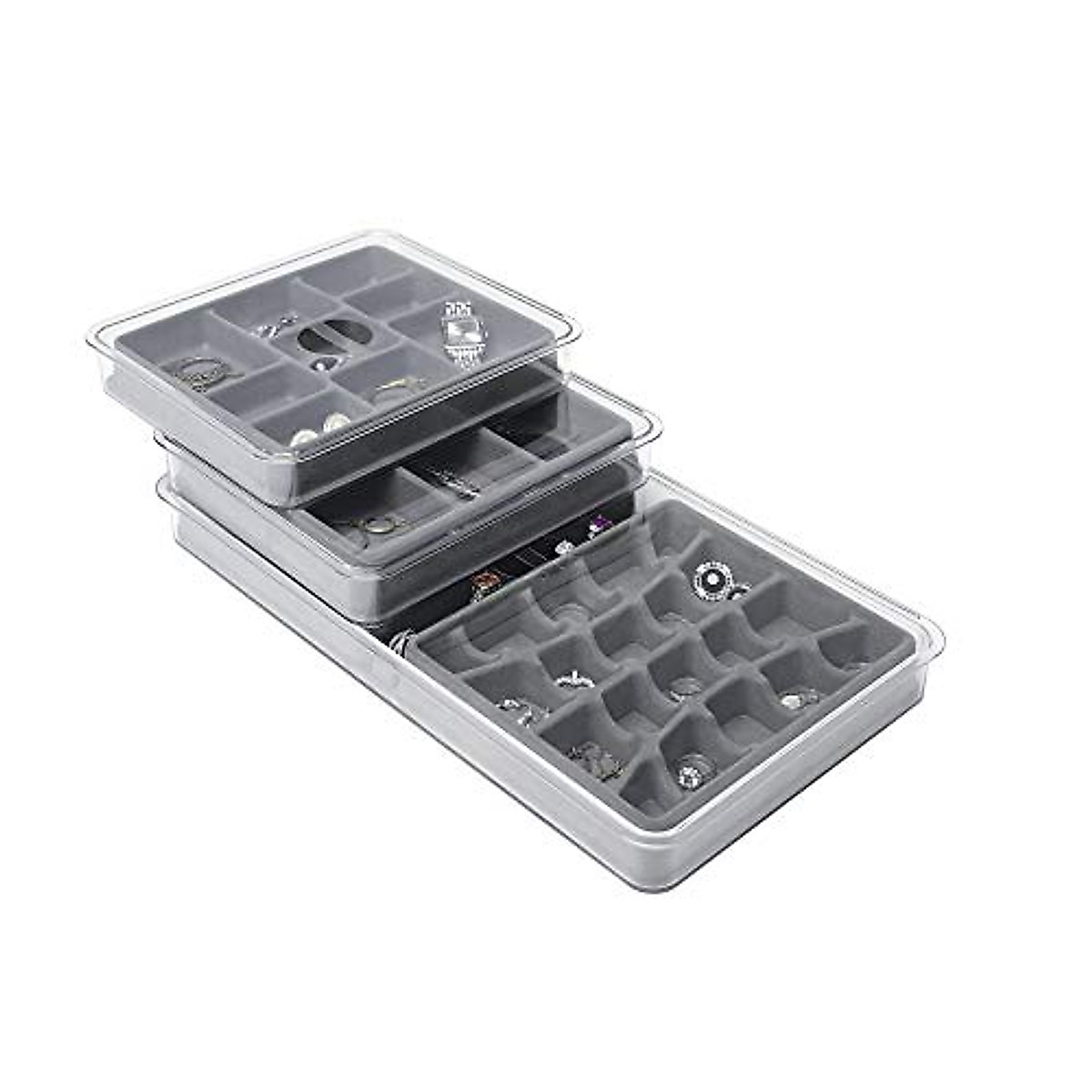 Whitmor Stackable Jewelry Tray 20-Section Gray