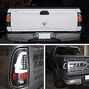 VIPMOTOZ Neon Tube LED Tail Light Lamp Assembly For 1997-2003 Ford F150 & 1999-2007 Ford Superduty F250 F350 Pickup Truck - Matte Black Housing, Driver and Passenger Side