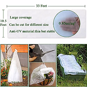 Plant Covers Freeze Protection,10.5Ftx33Ft 0.85oz Frost Blankets for Outdoor Plants Floating Row Cover for Vegetables-Protect Plants from Cold Frost