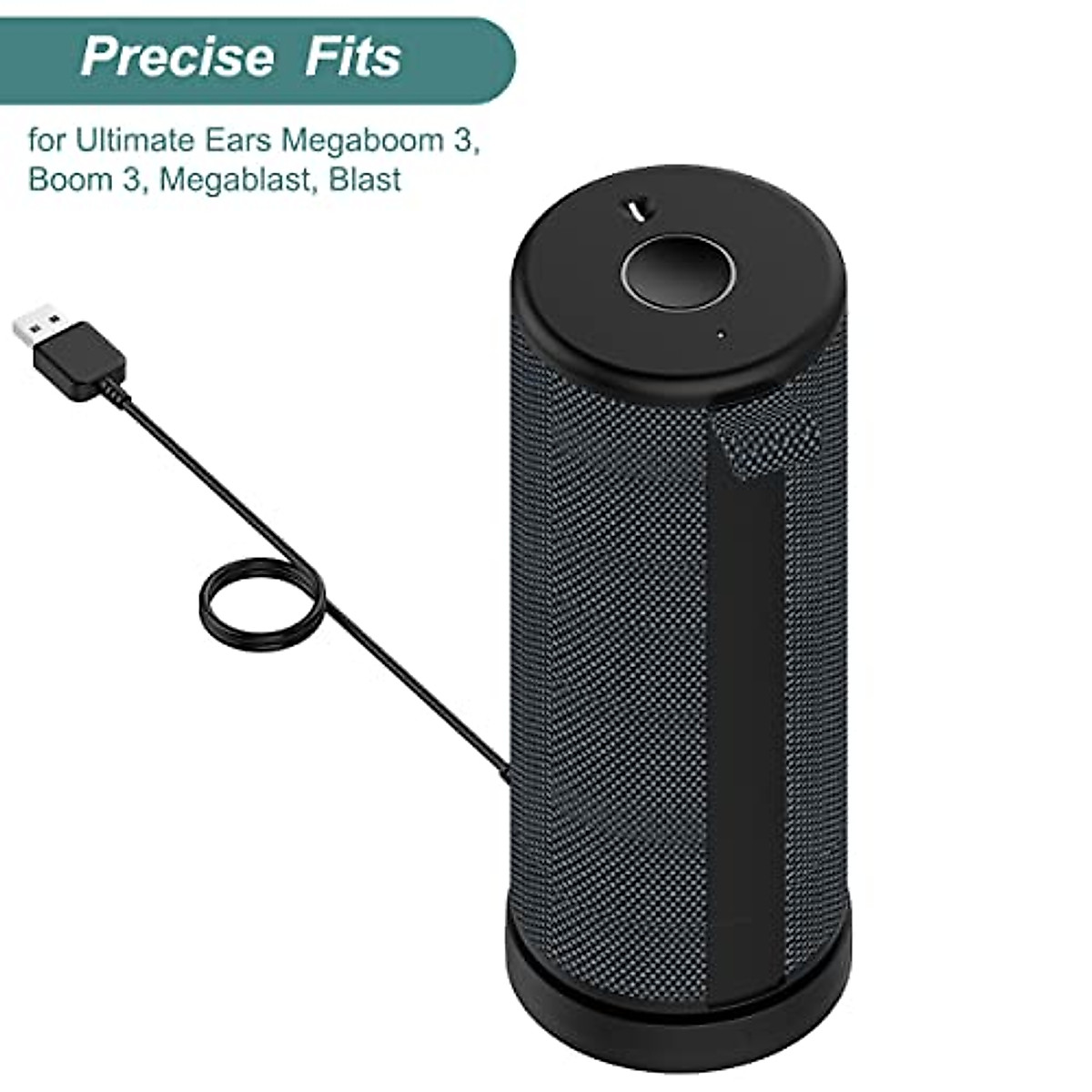 Kissmart Power Up Charging Dock for Ultimate Ears Boom 3 / Megaboom 3 / Megablast/Blast, Replament Charger Dock Cradle Station with USB Port for UE Boom 3/Megaboom 3/Megablast/Blast (Black)