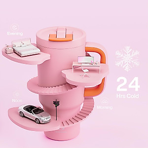 ENCOOL 32 oz Tumbler with Handle and Flip Straw, 100% Resistant Tumbler with Lid and Straw, Insulated Stainless Steel Travel Coffee Mug, Keeps Cold for 24 Hours, Cup Holder Friendly (Jade)