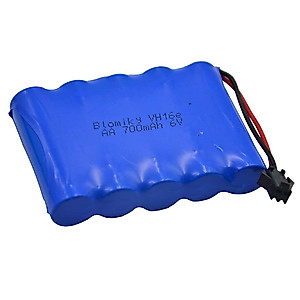 Blomiky 2 Pack 6.0V 700mAh Ni-CD AA Rechargeable Battery Pack SM2P Plug and 2 USB Charger Cable Fit for Old Version 11.5Inch Amphibious Stunt RC Cars Vehicles / 6V 700mAH and USB 2