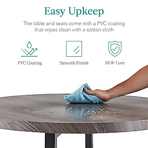 Best Choice Products 5-Piece Modern Round Counter Height Dining Set for Home Kitchen, Dining Room w/ 4 Chairs, 1.5in Thick Table - Gray