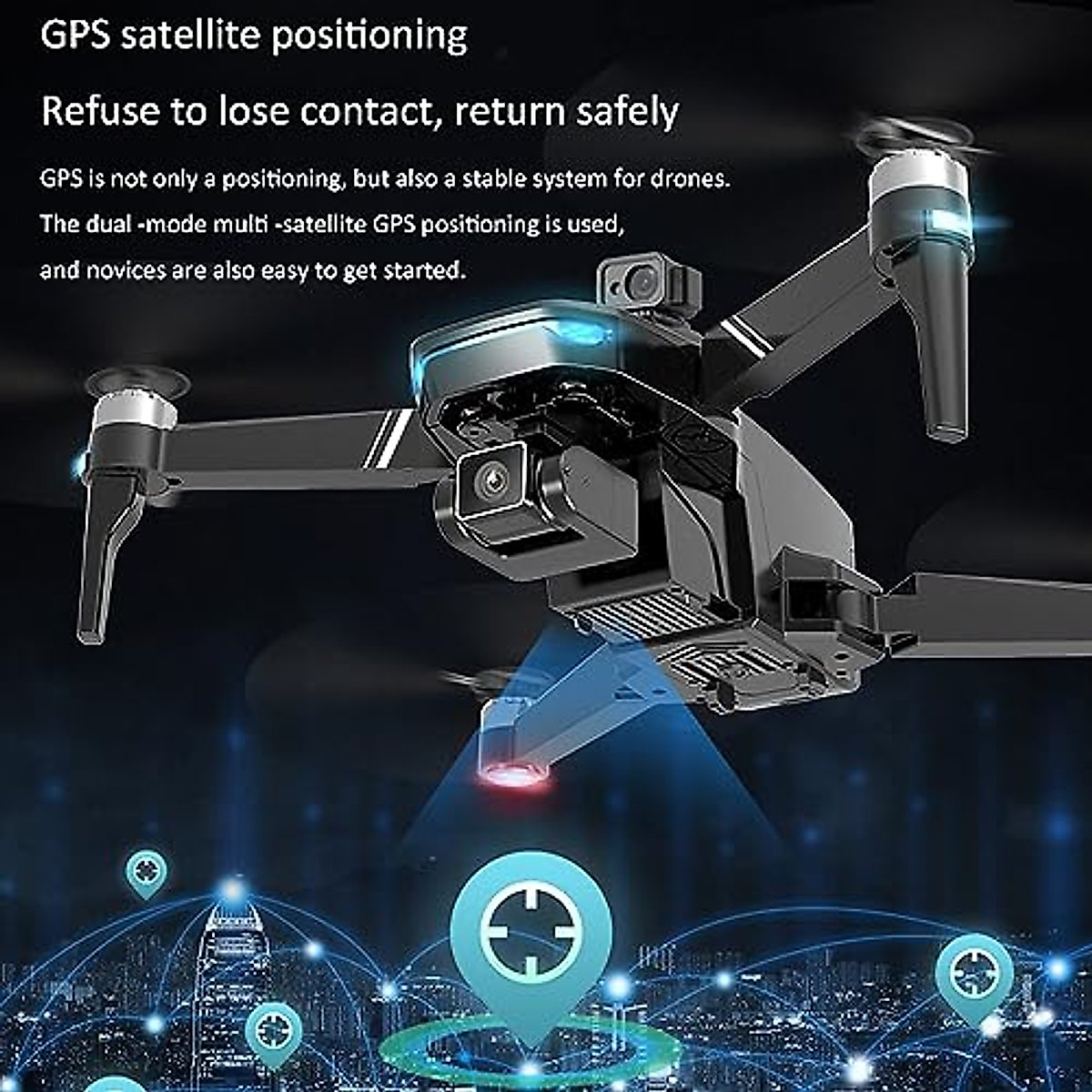 RKSTD Drone With Dual HD Camera - GPS Foldable RC Quadcopter, Brushless Motors, Suitable For Adults And Kids, WiFi FPV RC Drone For Beginners, Trajectory Flight, Auto Hover
