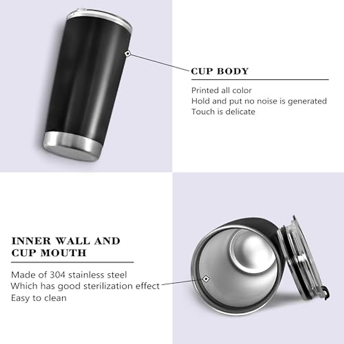 innewgogo Black 20 oz Stainless Steel Vacuum Insulated Tumbler for Women Men Reusable Water Bottle with Leak-proof Lid & Straw Iced Coffee Cup for Iced Tea Coffee Water School Gym Home Office