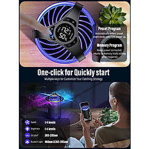 Fly Trap Indoor, 3-in-1 Fruit Fly Trap, Gnat Killer Indoor, Moth Traps - Bug Zapper Indoor with Temperature & Humidity Sensor, Catch Insects Indoors with Suction, Bug Light &10pcs Sticky Glue (Black)