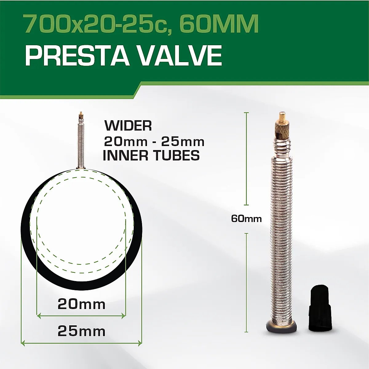 (8 Inner Tubes with 2 Tire Levers) LITES 28 700x20-25C Presta Valve 60mm Road Bike Replacement Inner Tubes for Road Bikes with Tire Size of 700c x 20, 23, and 25