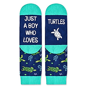 HAPPYPOP Kids Turtle Gifts Boys - Funny Socks for Kids 7-9 Years, Boys Novelty Socks Childrens Sea Turtle Socks